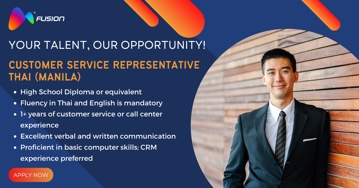 Hiring Bilingual Customer Service Representative – Thai – Manila